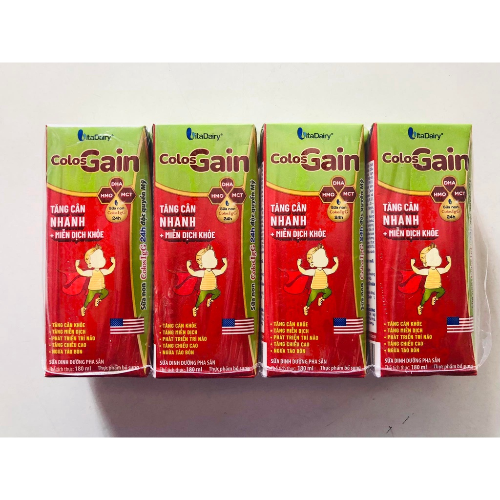 Sữa bột pha sẵn Colos Gain 180ml (thùng 48 hộp) Tích điêm VitaDairy ...
